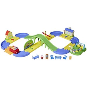 peppa pig all around peppa’s town playset with car track, preschool toys, toys for 3 year old girls and boys and up