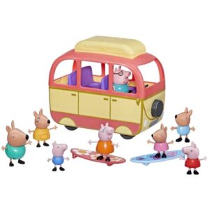 peppa pig peppa visits australia campervan vehicle preschool toy with rolling wheels; includes 8 figures, 4 accessories, for ages 3 and up (amazon exclusive)