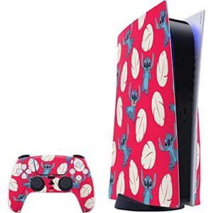 skinit decal gaming skin compatible with ps5 bundle - officially licensed disney lilo and stitch character pattern design