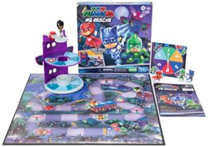 pj masks hasbro gaming hq rescue kids board game, preschool games, race to stop romeo, includes 3d plastic tower, kids games ages 4 and up