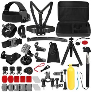 action cameras accessory kit, bonvvie 50-in-1 sports camera accessory kit compatible with hero 13/12/11/10/9/8/7 black, max/fusion, insta360 osmo action sjcam sj6000 sj5000 campark remali