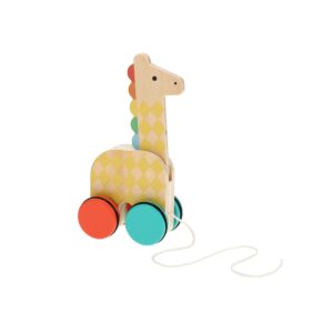 petit collage on-the-go giraffe wooden pull toy