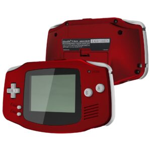 ips ready upgraded extremerate scarlet red soft touch replacement shell full housing cover buttons for gameboy advance gba – compatible with both ips & standard lcd –console & ips screen not included