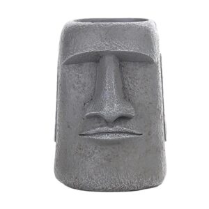 fenteer 1pc resin easter island statue decor massive megalith retro style antique roman portrait moai head sculpture for home office bedroom desktop ornament - gray h