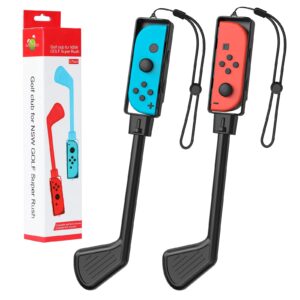 moko golf clubs fit with switch/switch oled model (2021) mario golf: super rush golf handle grips game accessories kit fit with joy-con controller 2 pack with rotatable golf rod &wrist strap, black