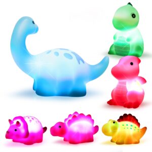 dinosaur bath toys light-up cibolar 6 packs floating bath toys set for baby toddlers kids in birthday easter christmas shower pool bath toys boys girls children preschool bathtub bathroom