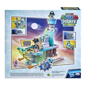 pj masks sky pirate battleship preschool toy, vehicle playset with 2 action figures for kids ages 3 and up multicolor f36655l0