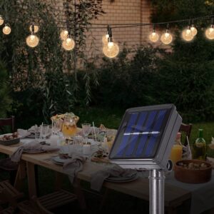 hodlon solar lights outdoor garden 50 led 9.5m waterproof crystal ball led fairy lights outdoor solar powered lights, decorative lighting for home, garden, party, festival warm white