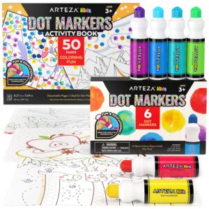 arteza kids dot markers and activity book, 6 nontoxic bingo daubers