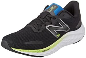 new balance men's fresh foam arishi v4 running shoe, black/pixel green/cobalt, 7.5 x-wide