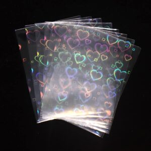 black lotus 100pcs/lot love heart-shape laser flashing card sleeves trading cards film magic kpop card protector holographic foil protective cover (61x88mm)