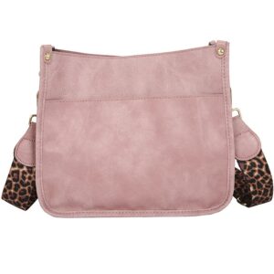 vegan leather crossbody bag leopard crossbody purse bags for women medium size (pink)