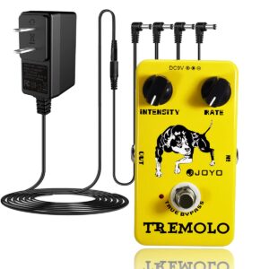 joyo jf-09 tremolo tube circuitry pedal bundle with dc 9v pedal power supply (800ma -1a) ac adapter