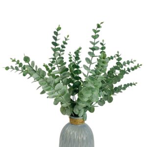 fawoert 10pcs artificial eucalyptus leaf stem, gray-green artificial plant branches for home garden core wedding decoration.