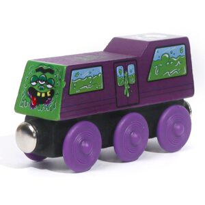 zany trains series 1 - wooden train set with cargo - compatible with all wooden train sets - wooden train cars (toxic ted)