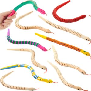 gejoy 12 inch wooden snakes unfinished wooden wiggly jointed flexible wood snake to paint blank canvas animal model crafts for arts and crafts halloween birthday party supplies(15 pieces)