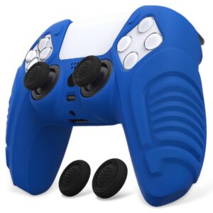 playvital raging warrior edition controller protective case cover for ps5, anti-slip rubber protector for ps5 wireless controller, soft silicone skin for ps5 controller with thumbstick caps - blue