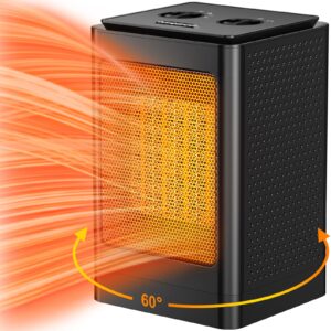 space heater, 1500w portable heater, 60°oscillating electric heater, heater for bedroom office indoor use