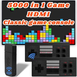 classic retro game console with 800+ video games and 2 classic wireless controllers, plug and play tv games with hdmi hd output, an ideal gift for kids and adults.