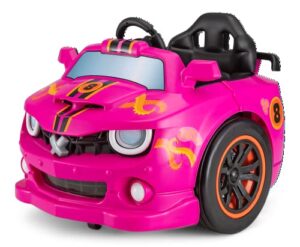 kid trax dizzy racers 6v ride on car – toddler toy with 360° spin, w/big wheel, indoor/outdoor toys, electric cars for kids, ride on for boys & girls, max weight of 66lbs, ages 2-5 – pink car