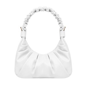 gxamz ruched cloud shoulder purse and dumpling bag for women small crossbody handbag with removable shoulder strap (white)