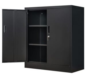 besfur metal storage cabinet with locking doors and adjustable shelves, steel storage cabinet for office, garage, warehouse, classroom, pantry