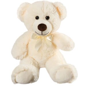 shafish plush teddy bear cute stuffed animal bear with bow plush toys 13.8 inches (cream)