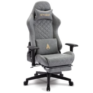 symino gaming chair ergonomic office chair racing style computer chair with 3d armrest, vintage style pu leather pc chair with footrest (grey)