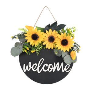 sunflower wreaths welcome sign sunflower door seasonal welcome wreath yellow sunflower living room decor for front door porch home window wall farmhouse garden indoor outdoor classroom decor