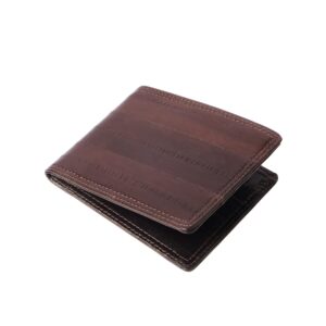 orom eel skin leather slim wallet (brown, 3.8" x 3.15")