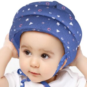 iulonee baby infant toddler helmet no bump safety head cushion bumper bonnet adjustable protective cap child safety headguard hat for running walking crawling safety helmet for kid (blue star)