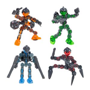 zing klikbot, complete set of 4 poseable action figures with weapons, translucent, create stop motion animation, for ages 6 and up (series 3 guardians)