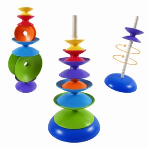 vipamz rainbow stacking toys for toddlers 1-3,educational toddler spinning toys, autism sensory toys & montessori baby stacking toys – perfect spin stacking toy & spin again toy