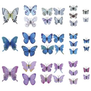 nastaus 36pcs magnetic butterfly wall stickers,artificial butterfly decoration,3d butterfly sticker for home kitchen fridge garden birthday party wedding decor