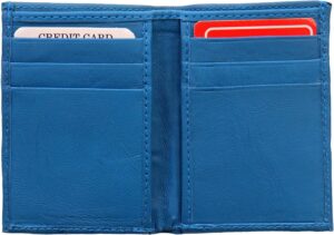 original famous wallets credit card holding, wallet - genuine lambskin leather, six slots credit card holder bifold leather wallet, size - s, blue, one size