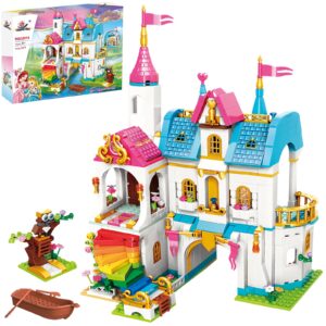 friends heartlake castle building blocks set, girls princess castle palace building bricks kit, educational stem toy playset creative birthday gift for kids, girls aged 6+ (577 pieces)