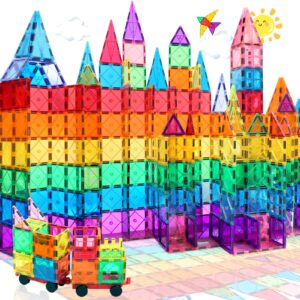 nvhh 100pcs magnetic tiles blocks for kids ages 3-5 4-8,stem learning educational preschool magnet building toys for toddlers,christmas birthday gifts toys for 3 4 5 6 7 8+ year old boys girls