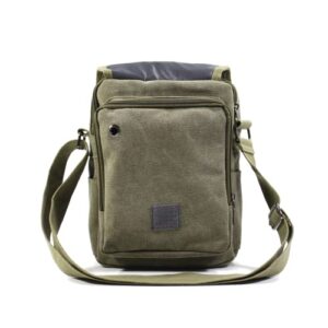 cr canvas small messager mini shoulder bag travel purse with strap adjustable cellphone key bag (army green) sling bag everday use bag with slutch and eaphone line hole on the bag