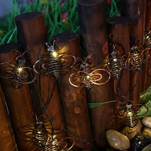 solar powered bee string lights outdoor, solar string lights, 20 lights 49inch 2 modes ip44 waterproof simulation bees sting lights, decorative lights for outdoor wedding homes gardens