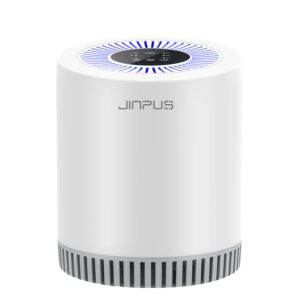 jinpus air purifier for home bedroom smoke pollen pets hair odor dust with h13 true hepa filter (available for california)