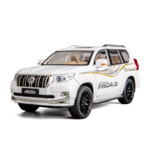 wakakac 1/18 scale prado die-cast model car, alloy metal pull back collectible vehicles toys with sound and light car for kids and adults gifts(white)