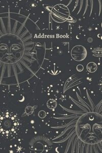 address book with alphabetical tabs: celestial design address book sun moon mystical