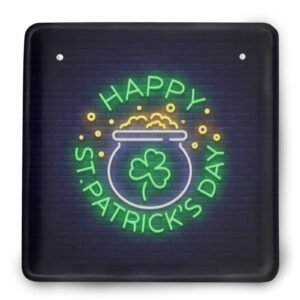 xyhx metal tin sign-happy st patricks day vector illustration in neon style sign greeting card postcard ne-metal retro home kitchen office garden garage wall decor plaque 8x8inch zs, white 3