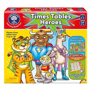 orchard toys moose games times tables heroes. an exciting multiplication game, superhero play. for ages 6-9 and for 2-4 players