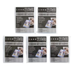 card titan pro premium standard soft sleeves pack of 500 - premium quality ultra clear acid free penny sleeves for trading cards - card sleeves fit 2 5/8" x 3 5/8" standard 35pt trading cards