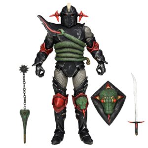 neca dungeons and dragons ultimate grimsword 7-inch scale action figure with sword, snake mace, snake shield, and interchangeable hands