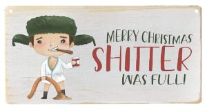 funny christmas sign merry christmas shitter was full chic art wood plaque sign hanging sign for home bar club bedroom garden outdoor wall decor 12x6inch