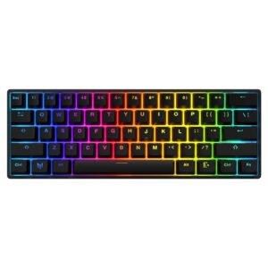 matrix elite series black 60% mechanical gaming keyboard: fast switches - millions of rgb options - no latency - 61 keys - doubleshot pbt keycaps - hot swappable (brown switches)