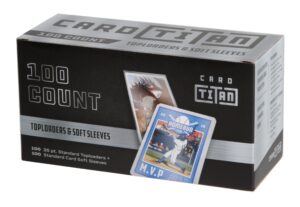 card titan pro 3" x 4" standard 35pt toploaders and soft sleeves - premium quality ultra clear card sleeves - top loaders for cards and penny sleeves for trading cards - baseball card sleeves (200ct)