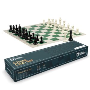 chess armory roll up chess set - 17" on-the-go travel chess set - vinyl roll up portable chess board & 2 extra queens - light and mobile chess set - play chess anywhere, anytime!